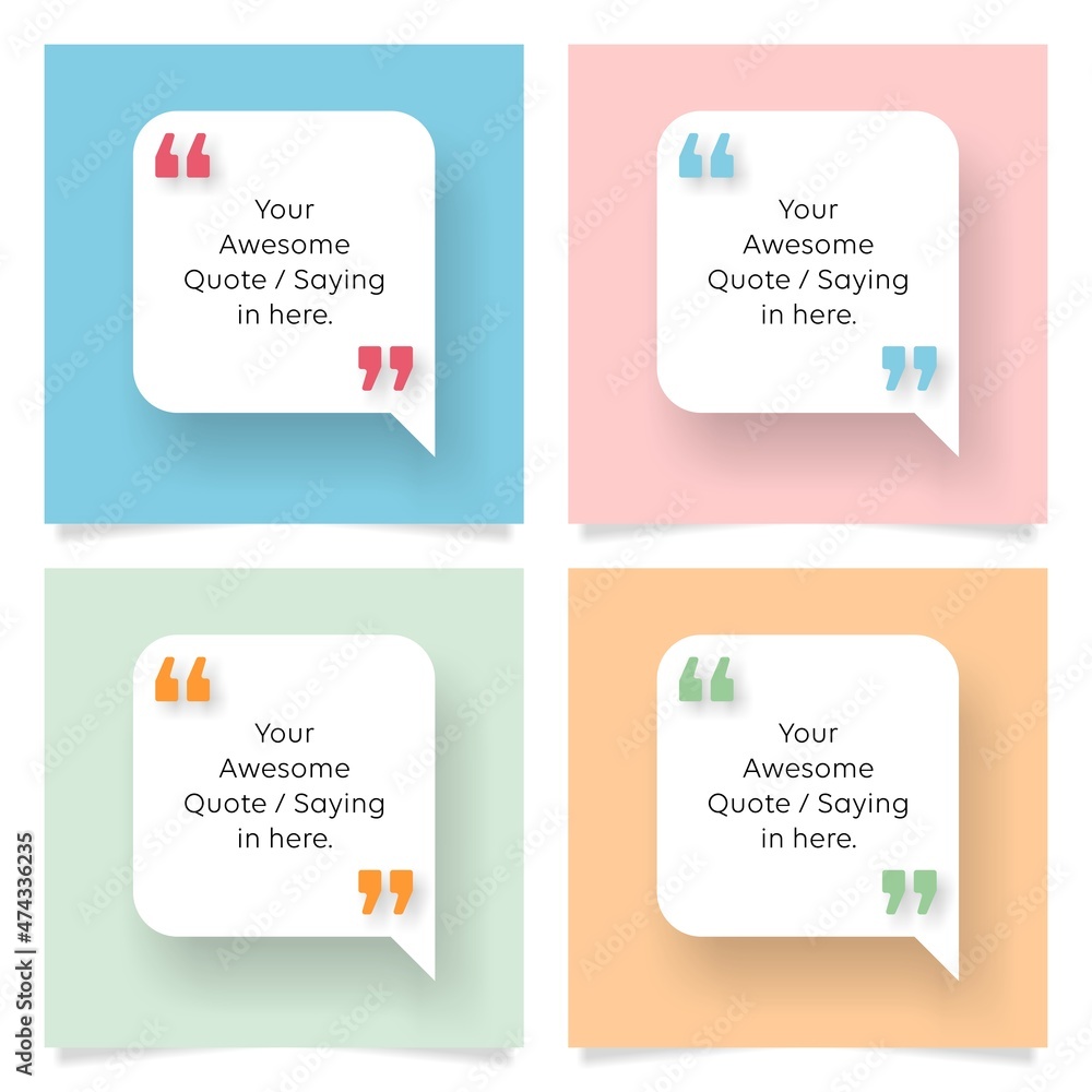 Quotes design template. Four square banner design with Balloon text and ...