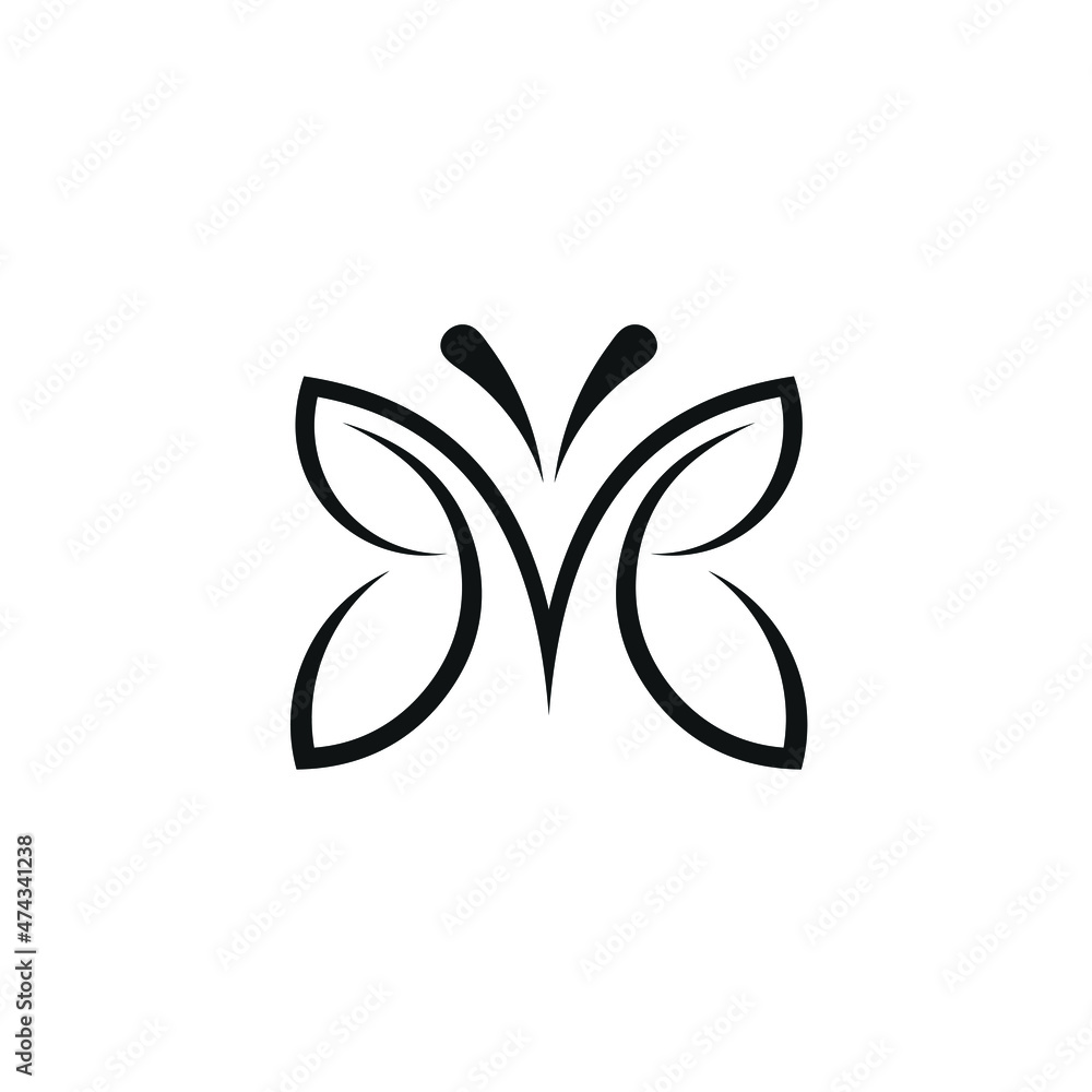 Initials M Butterfly and Leaves, Logo Design Inspiration Stock Vector ...
