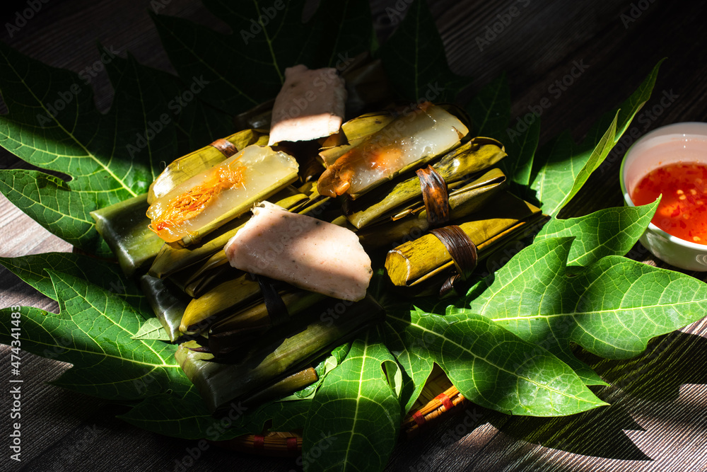 Banh bot loc is a cake made from tapioca flour with ingredients ...