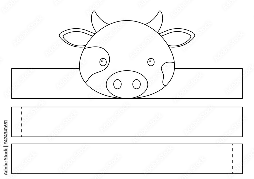 Printable cow paper crown. Diy cut party ribbon template for birthday ...