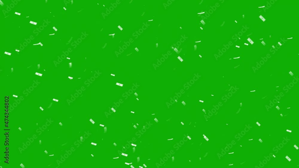 Falling currency notes motion graphics with green screen background ...