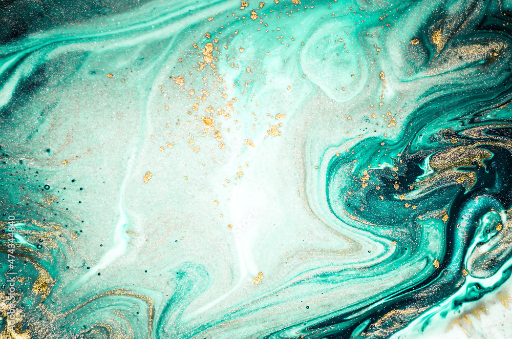 Natural luxury. Tiffany blue. Abstract ocean- ART. Style incorporates ...