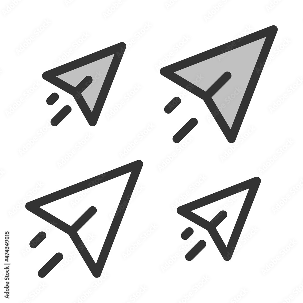 Pixel-perfect linear icon of paper plane (message allegory ) built on ...