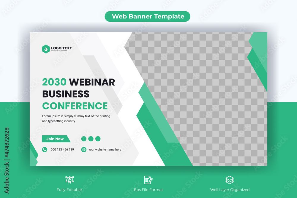 Webinar business conference web banner landing page and youtube ...