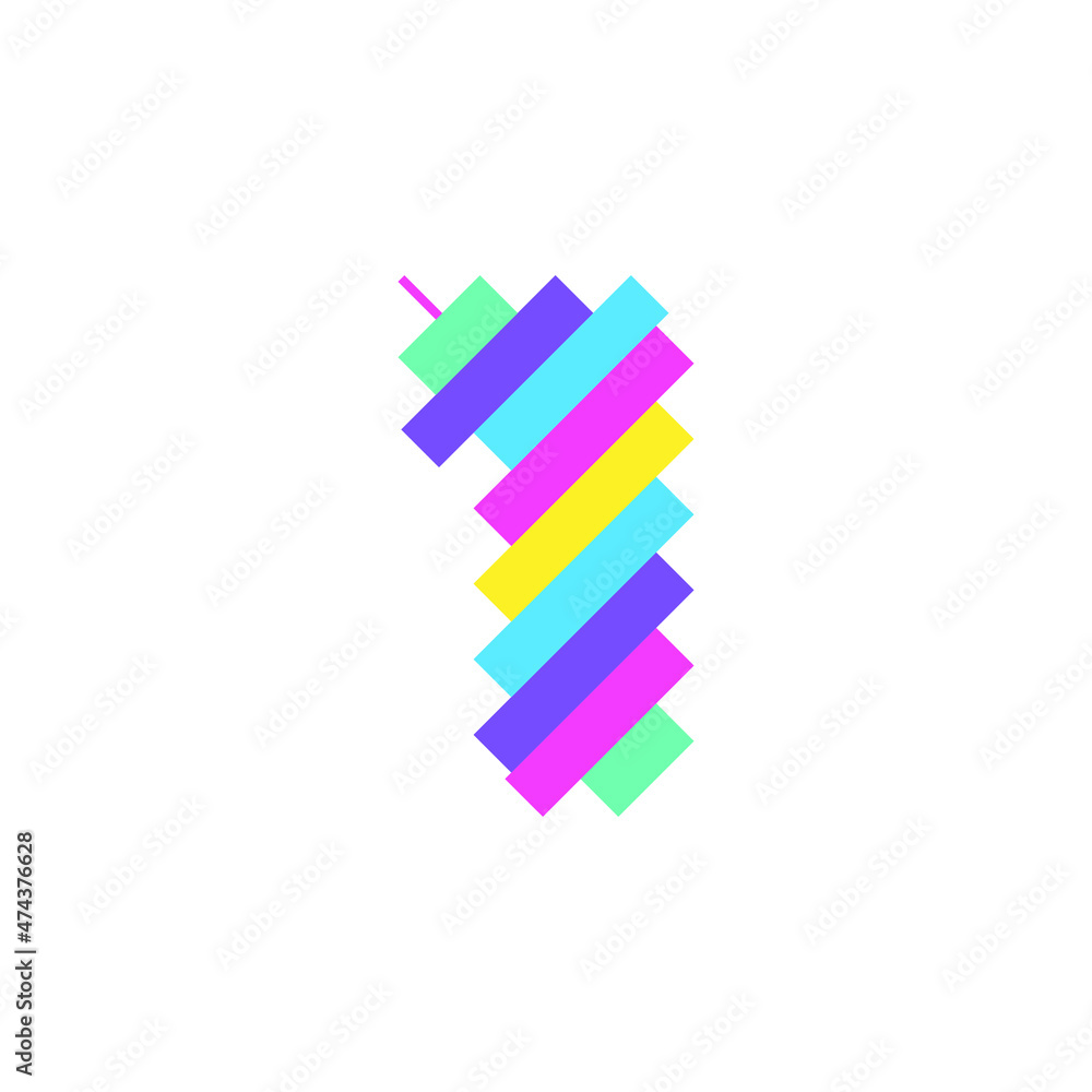 Colorful modern Pixel 1 number logo design template. Creative ...