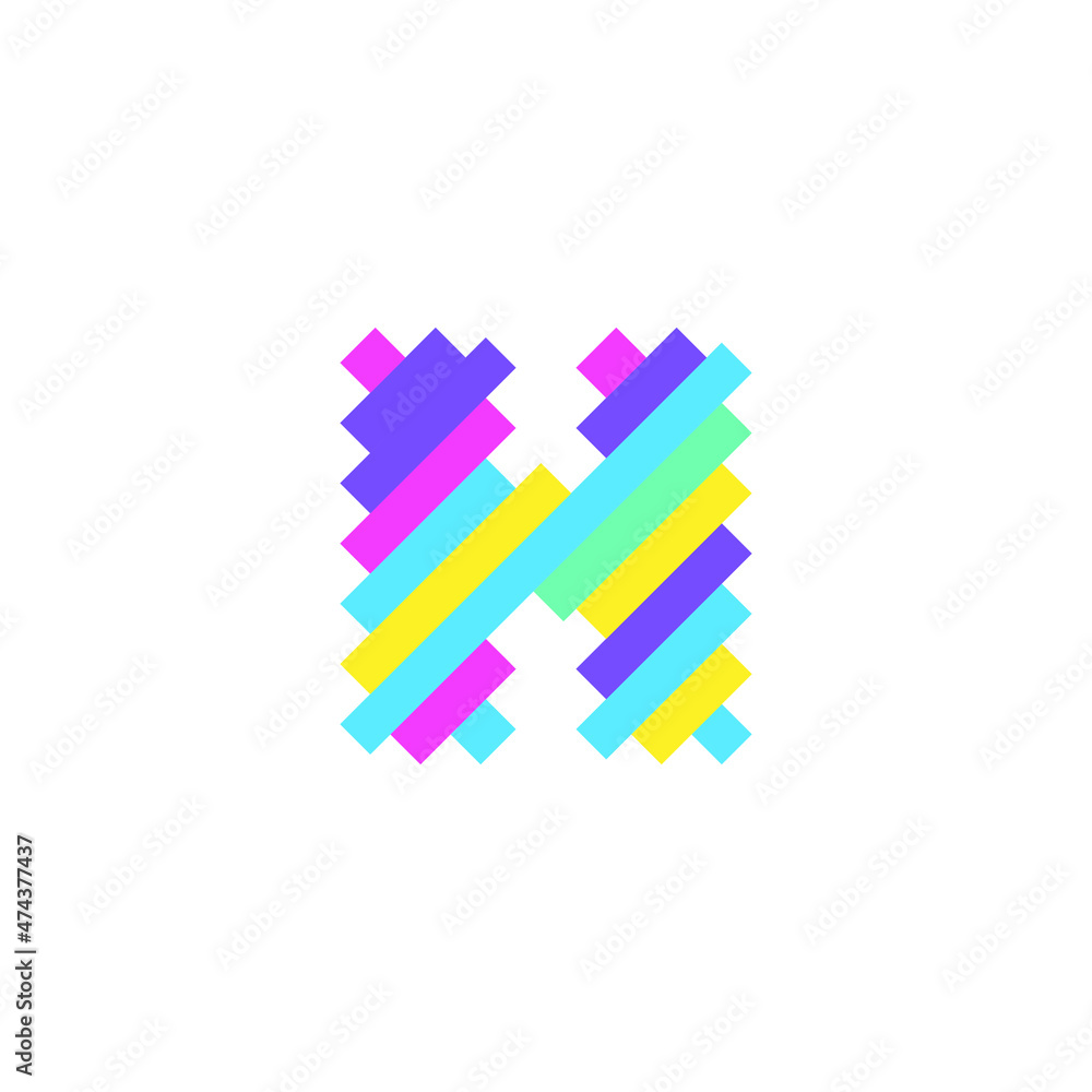 Colorful modern Pixel H Letter logo design template. Creative ...