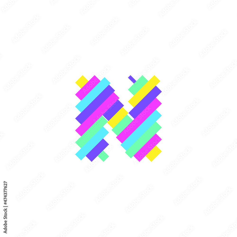 Colorful modern Pixel N Letter logo design template. Creative ...