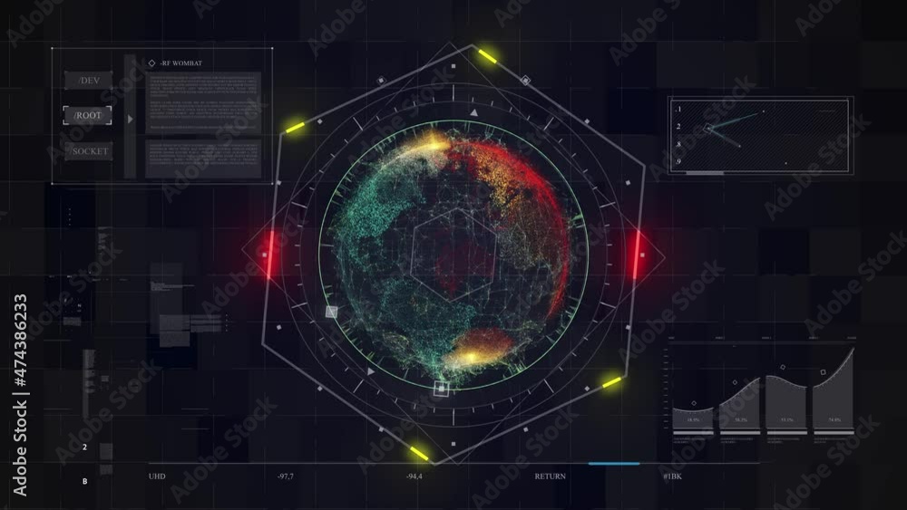 Video Stock hi technology interface, 4K footage hud global interface ...