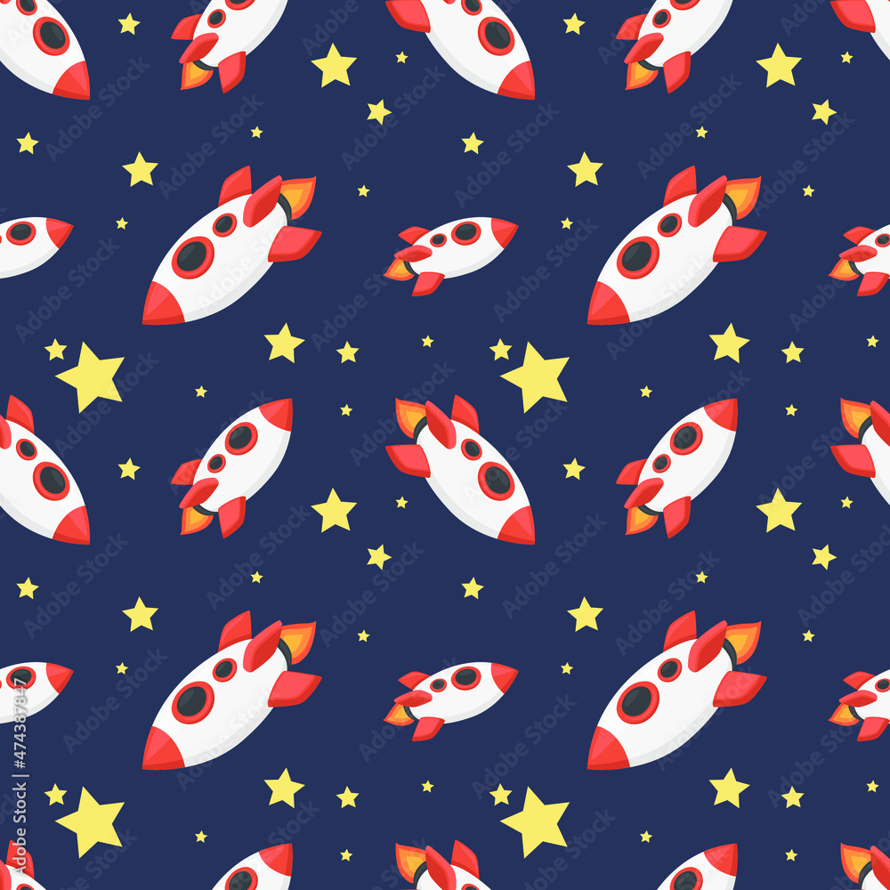Space Rocket Icon Emoji Pattern. Astronaut Seamless Background Symbols ...