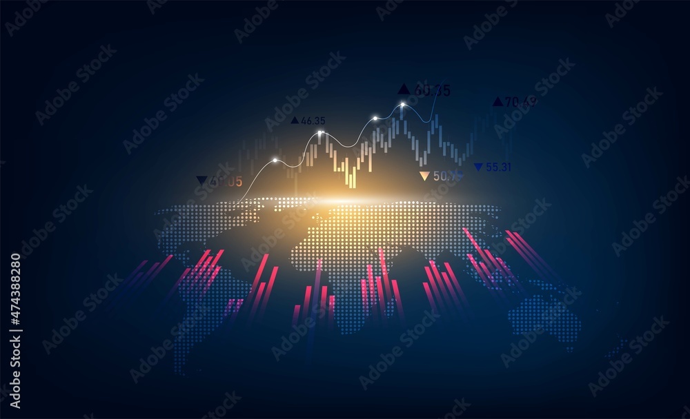 World business graph or chart stock market or forex trading graph in ...