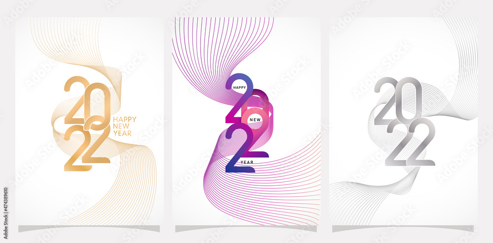 2022 font with wavy line effect 2022 Typography concept with font ...