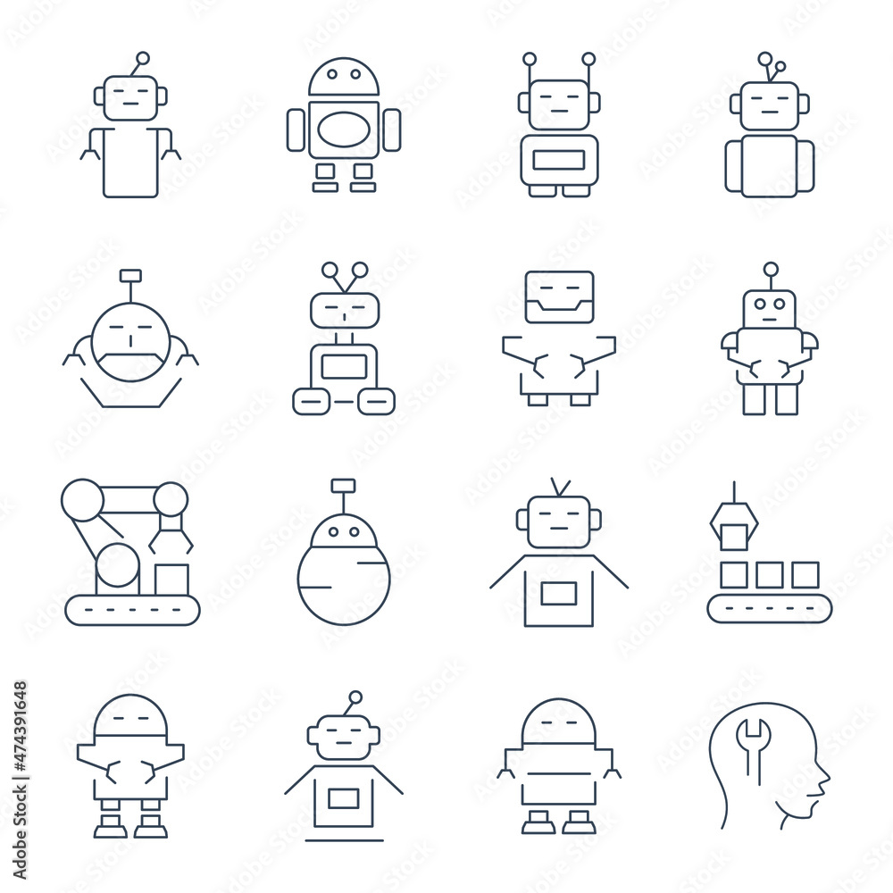 Robots icons set.Robots pack symbol vector elements for infographic web ...