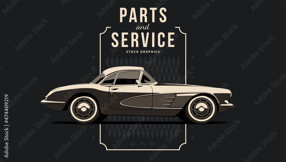 Vintage vector car. For background page, brochure template, booklet ...