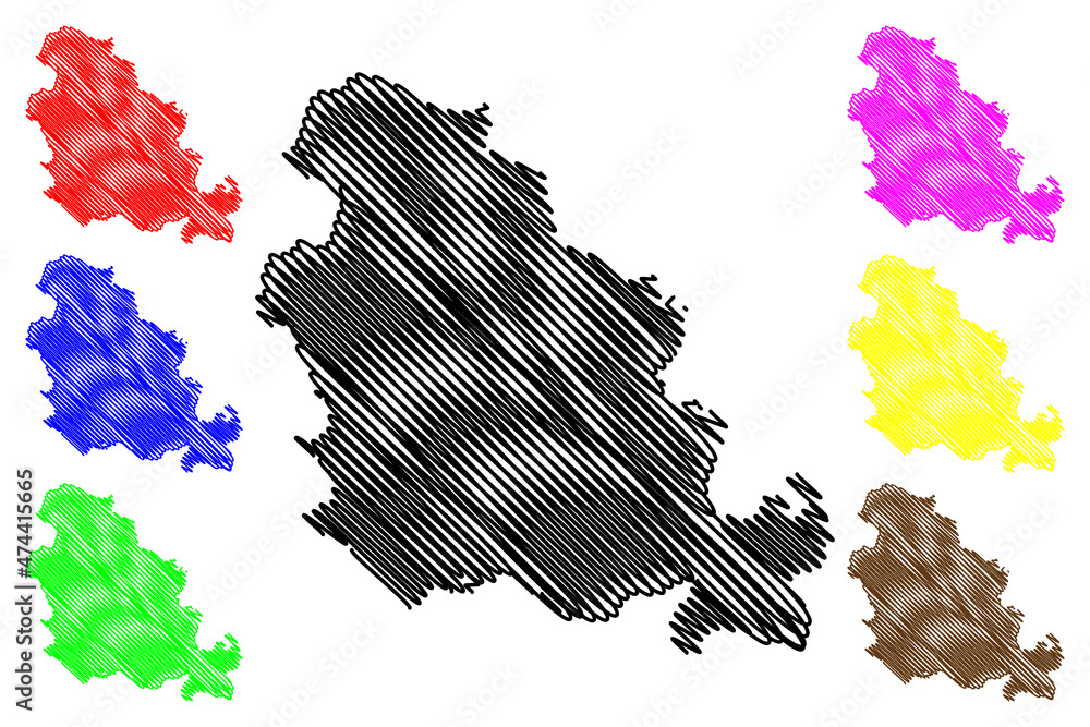 Kendujhar district (Odisha State, Republic of India) map vector ...