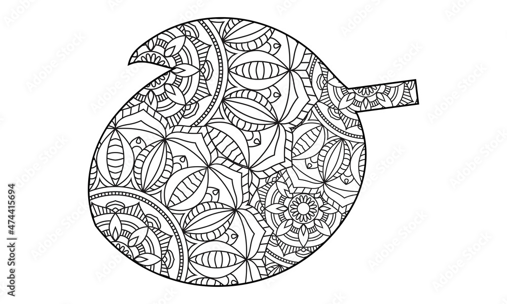 Vecteur Stock Mandala style illustration of a mango, a juicy tropical ...
