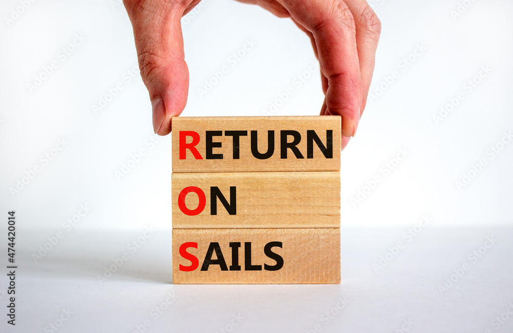 ROS return on sales symbol. Concept words ROS return on sales on wooden ...