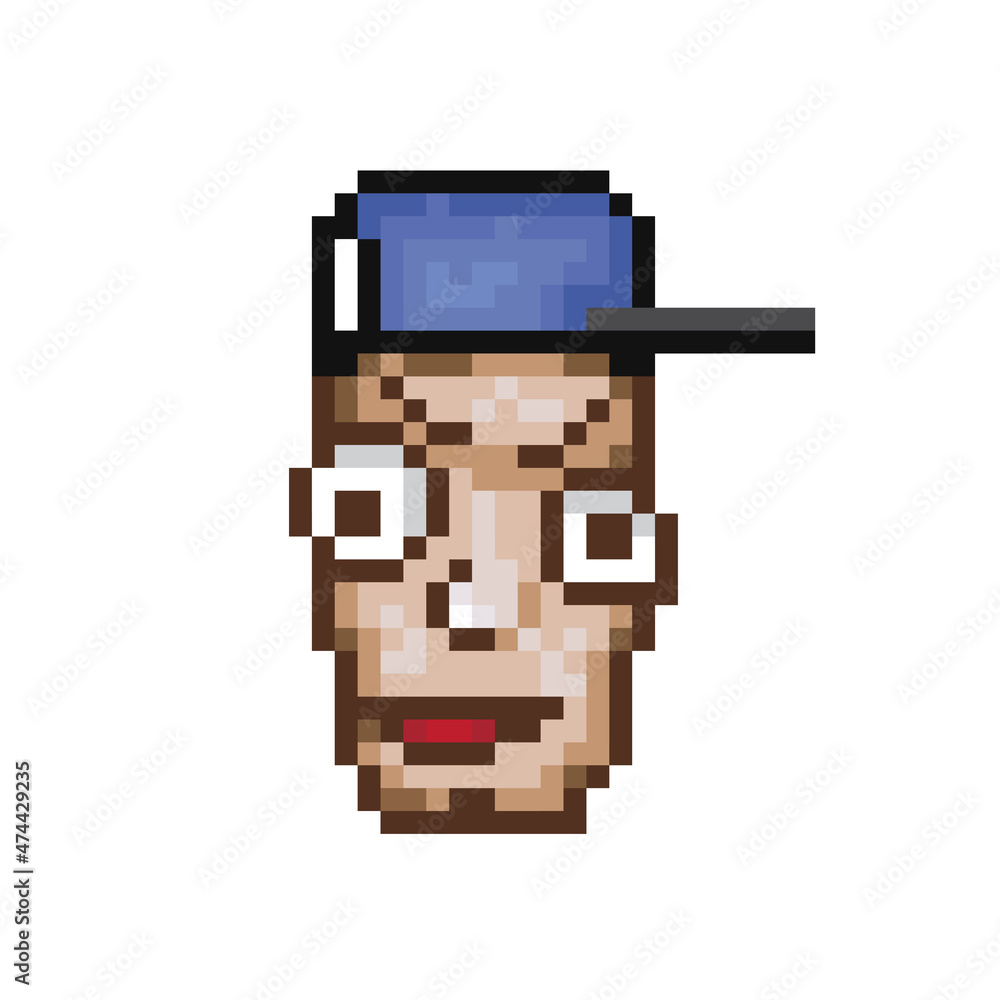 Pixel art - Face of man, rapper Stock Vector | Adobe Stock