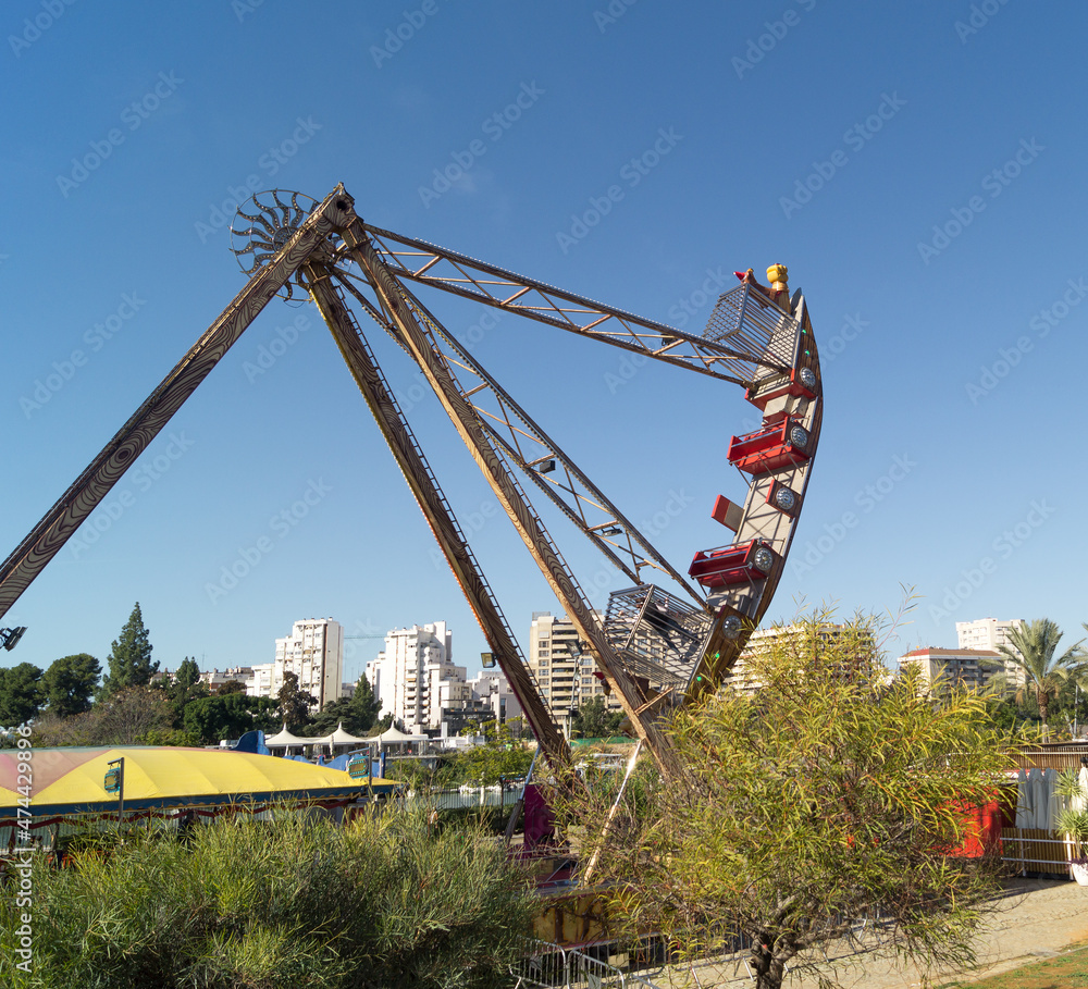 Fairground attraction known as the pirate ship. Pirate Ship funfair ...