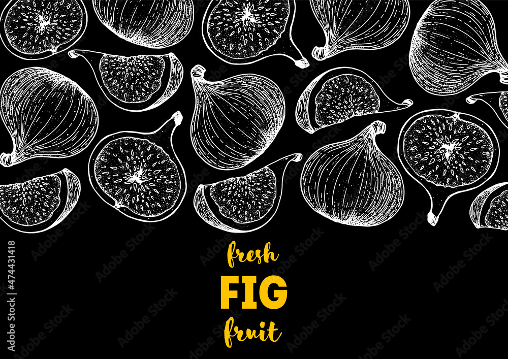 Fig fruit hand drawn package design. Vector illustration. Design ...