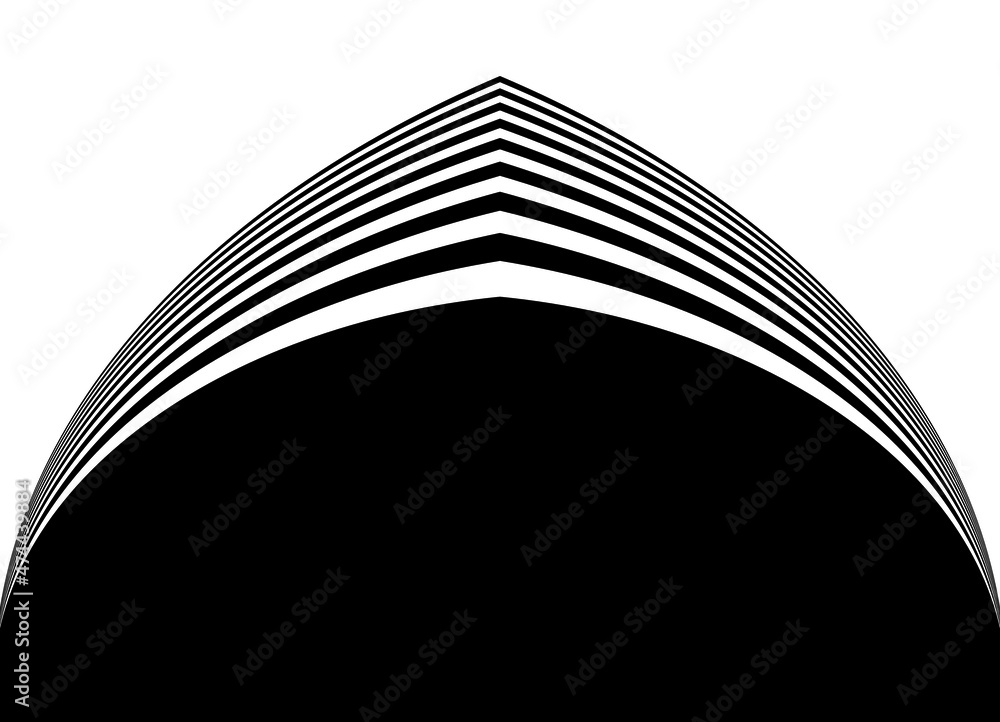 Abstract smooth transition from black to white with curved symmetrical ...
