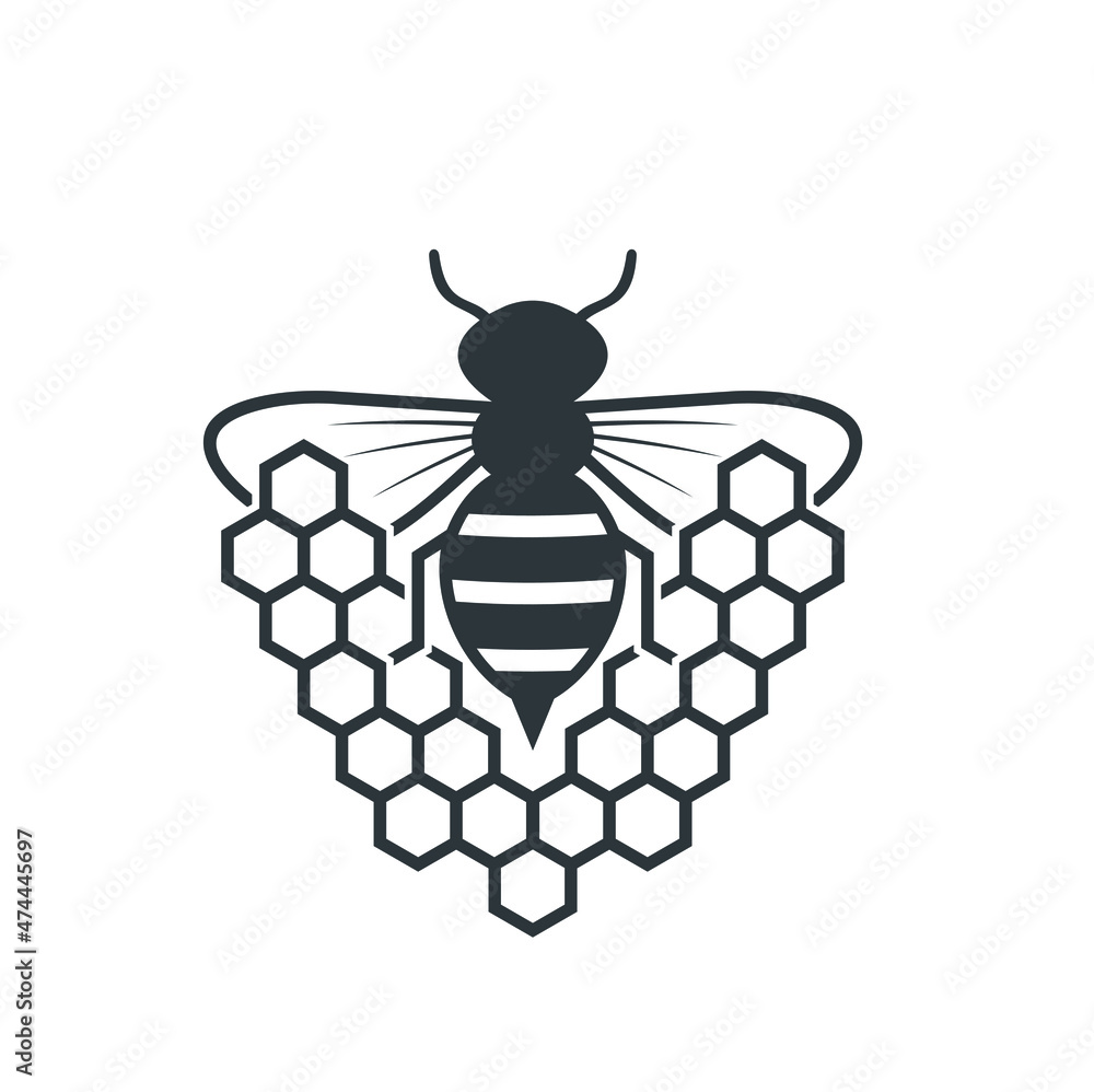 illustration of bee and honeycomb, vector art. Stock Vector | Adobe Stock