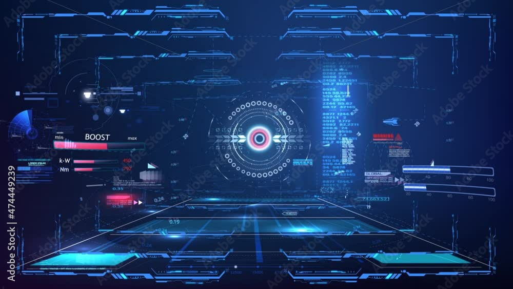 Vídeo do Stock: Blue Virtual reality space. Futuristic VR frame, Head ...