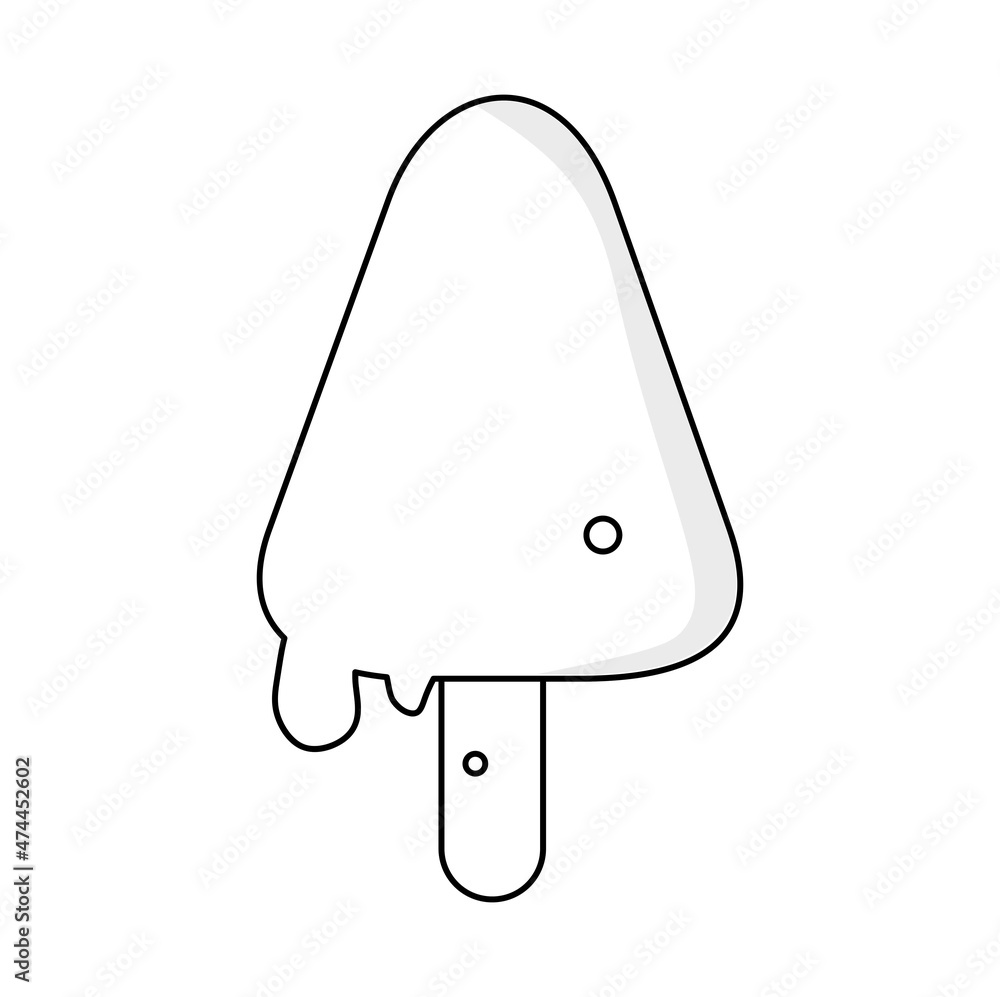 Black and white vector illustration of ice cream starting to melt for ...