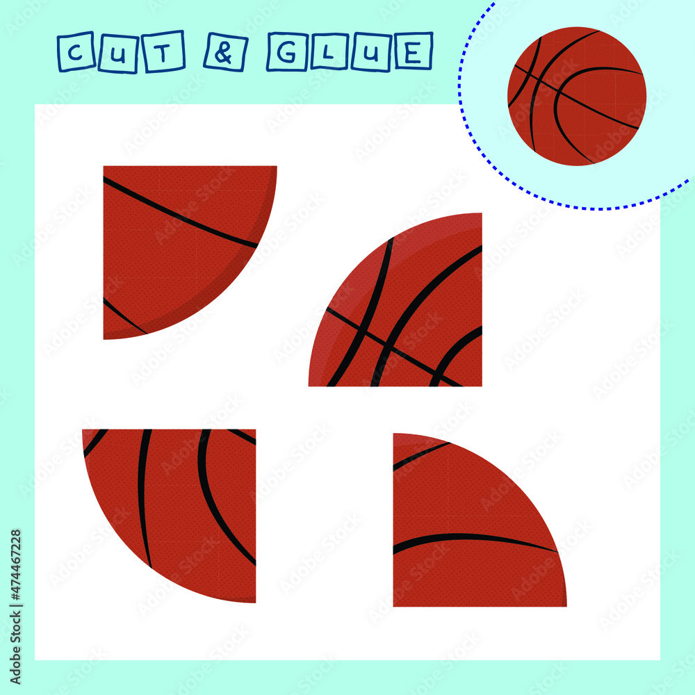 Vector illustration assemble a basketball ball from parts. paper game ...