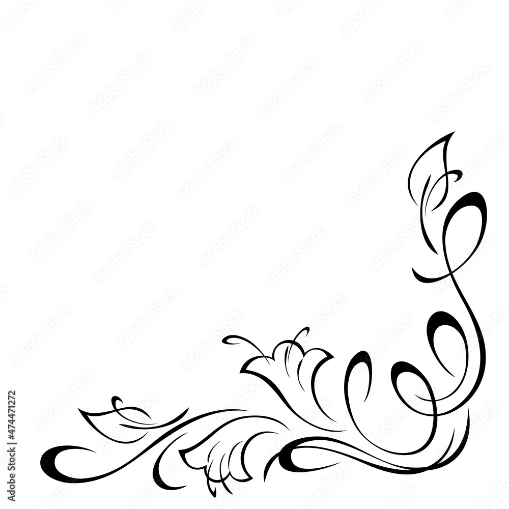 corner decor 1. decorative corner design with stylized flowers, leaves ...