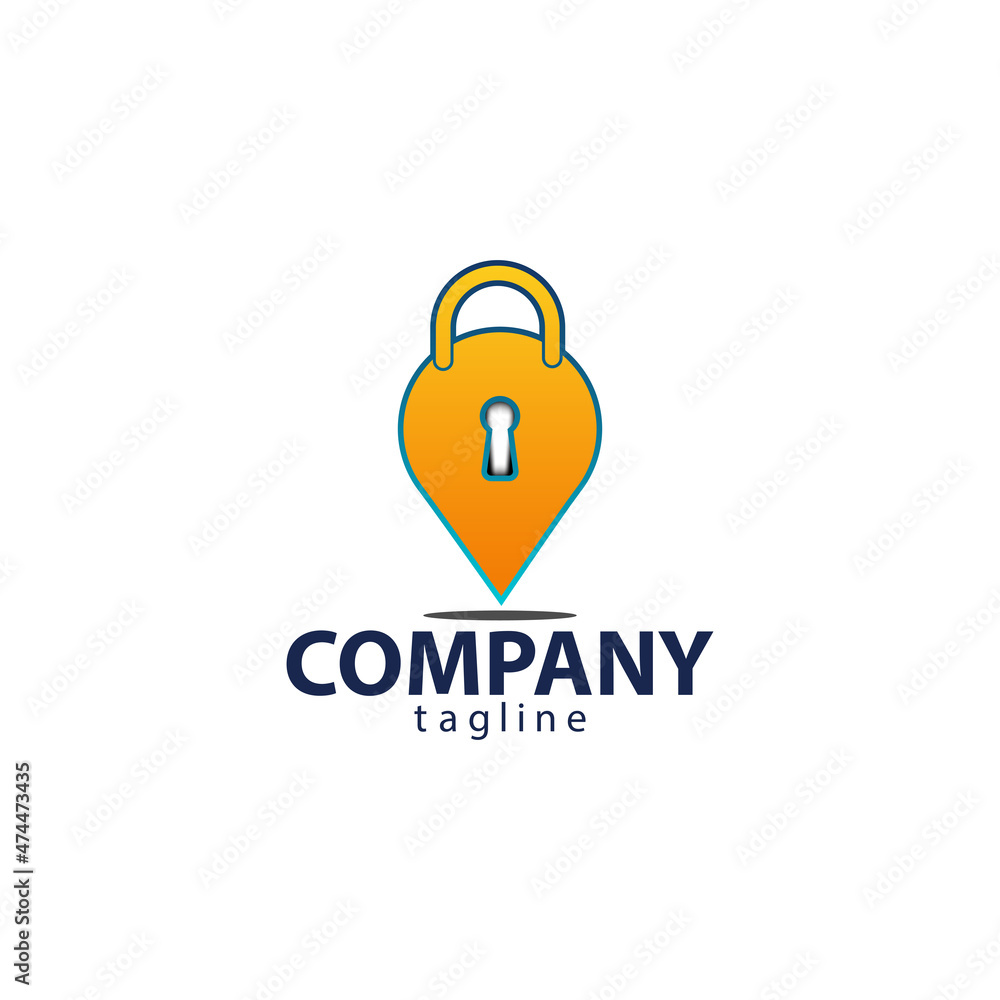 Logo Design Elements Security Lock location icons Stock Vector | Adobe ...