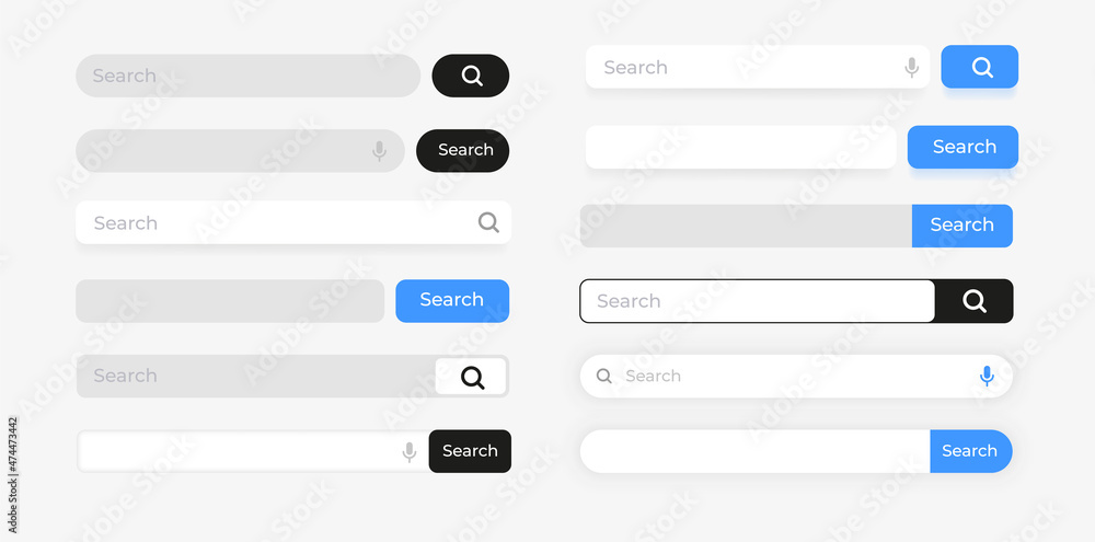 Search Bar Website Box With Button Interface Element Input Form Graphic Symbol With Shadow