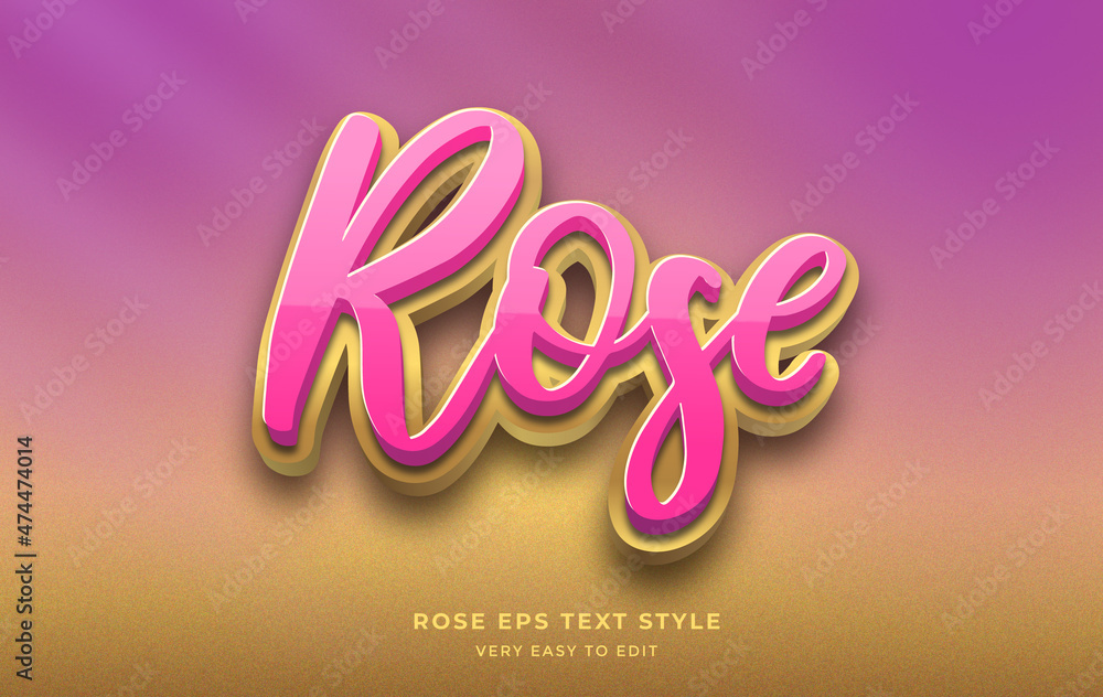 Rose Gold Editable font effect, Alphabet 3D text style with elegant and ...