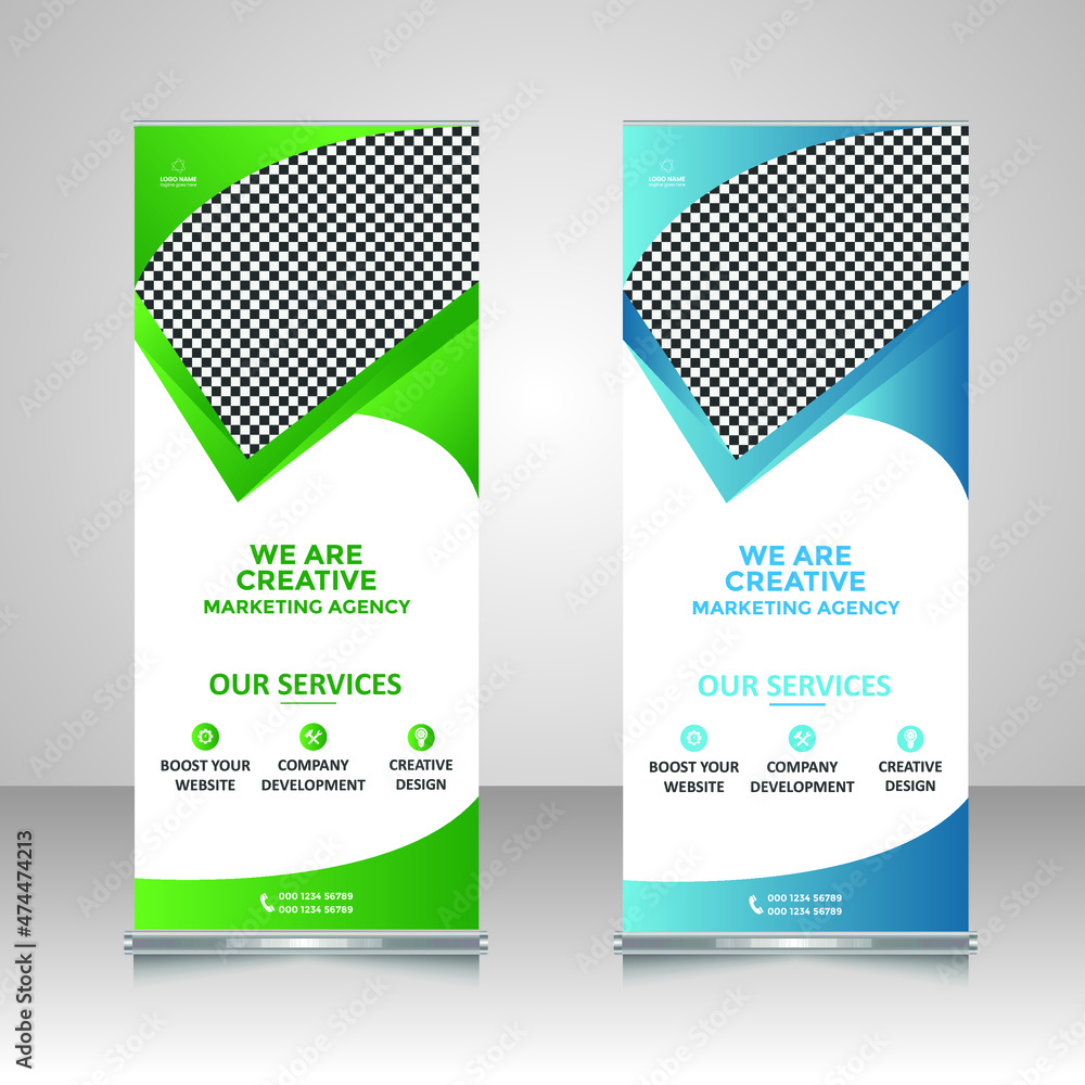 Vetor de roll up banner design template premium file do Stock | Adobe Stock