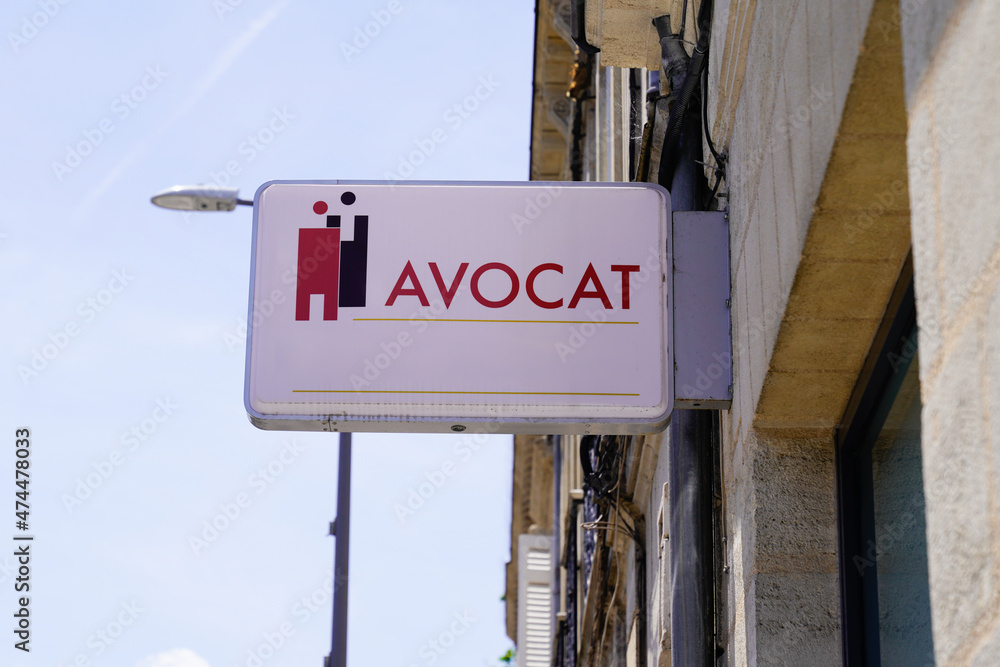 lawyer avocat text sign and brand logo facade french on wall office ...