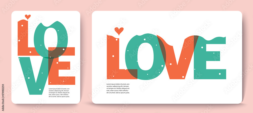 Design concept of Love. Templates with typography, Trendy backgrounds ...