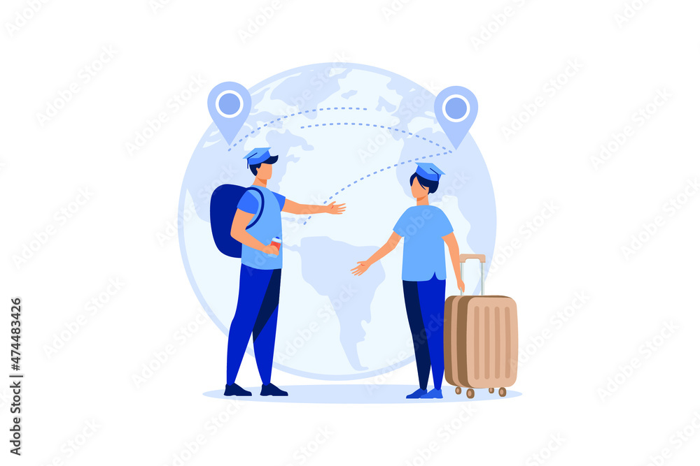 Brain drain Vector artworks depicts emigration of highly trained and ...