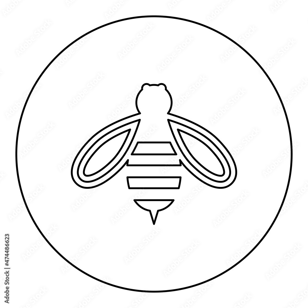 Bee honey icon in circle round black color vector illustration image ...