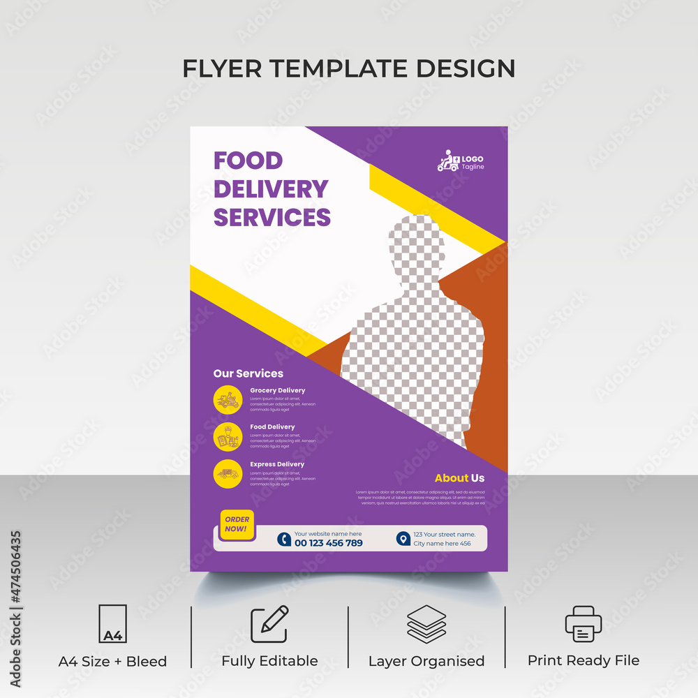 Food delivery flyer, grocery delivery flyer, delivery service flyer ...