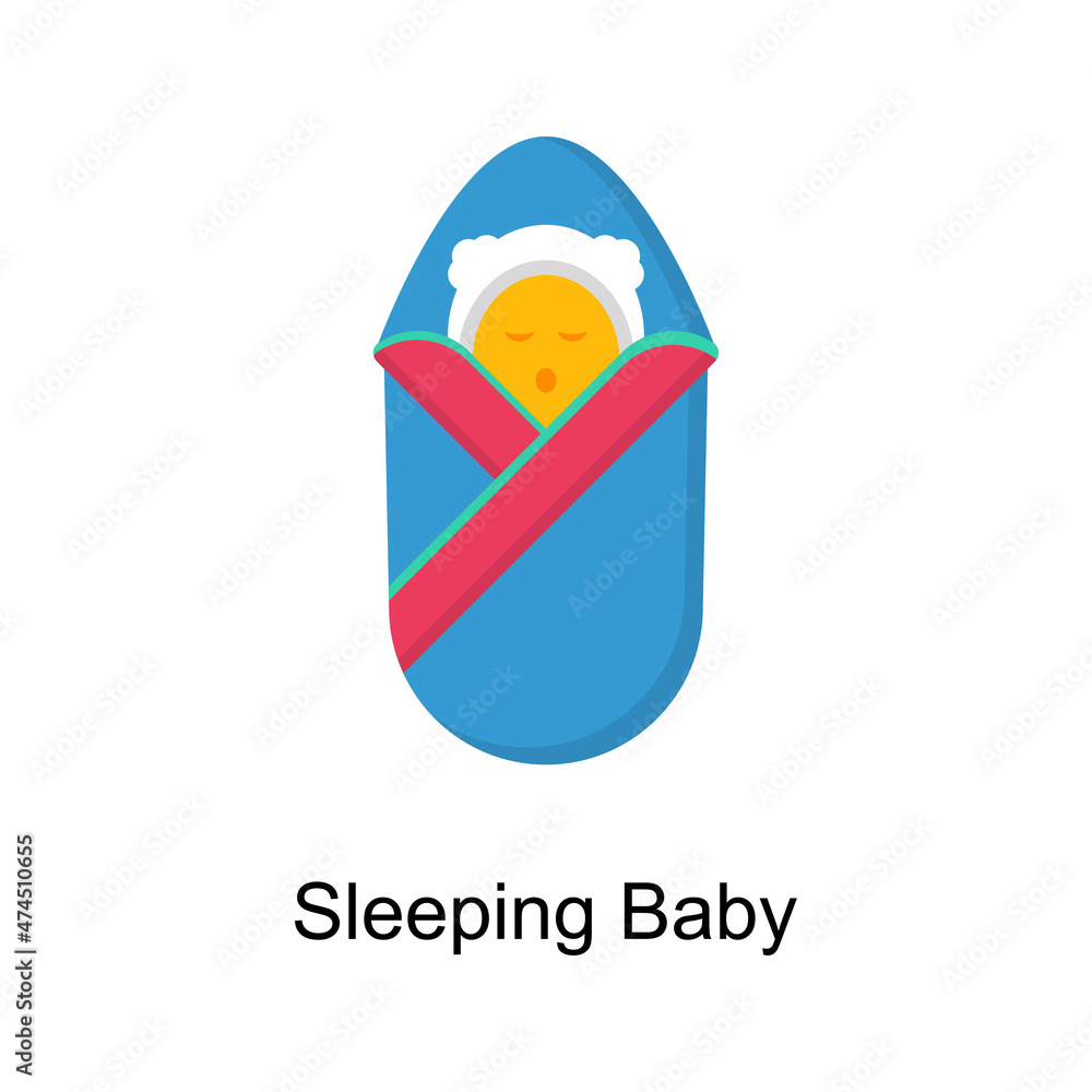 Sleeping Baby Vector illustration in flat style. Pediatrics symbol in ...