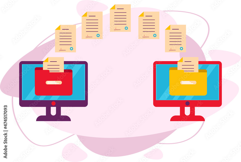 The concept of data transmission. Transfers data from a computer ...