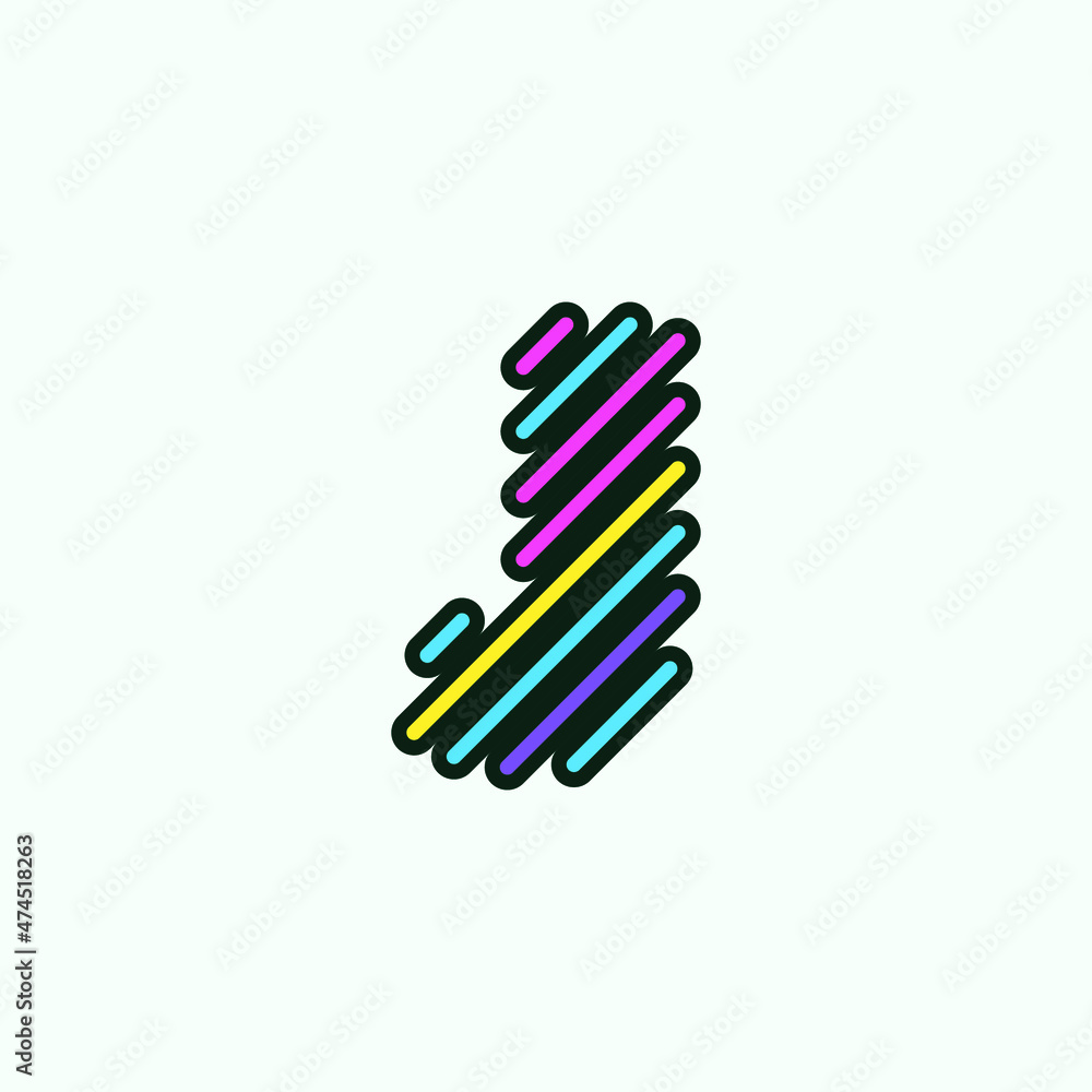 Modern Colorful J Letter element logo design template. Cute comic ...