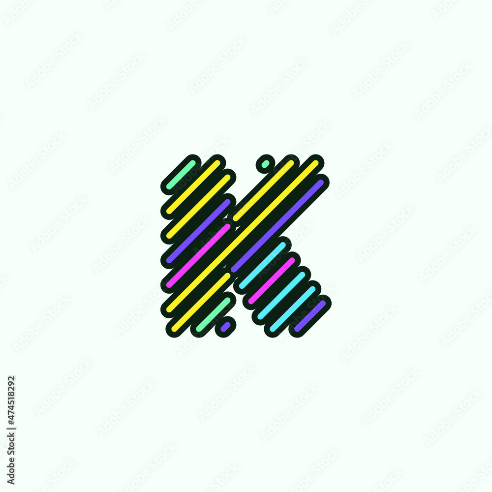 Modern Colorful K Letter element logo design template. Cute comic ...