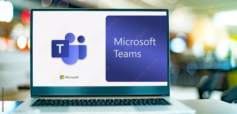 Laptop computer displaying logo of Microsoft Teams Stock Photo | Adobe ...