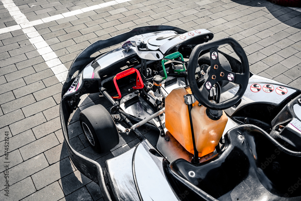 Go carts at the track and ready to start Stock Photo | Adobe Stock
