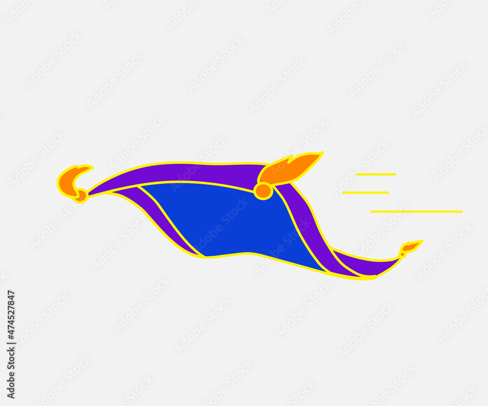 Magic flying carpet. Cartoon character. Vector illustration. Stock ...