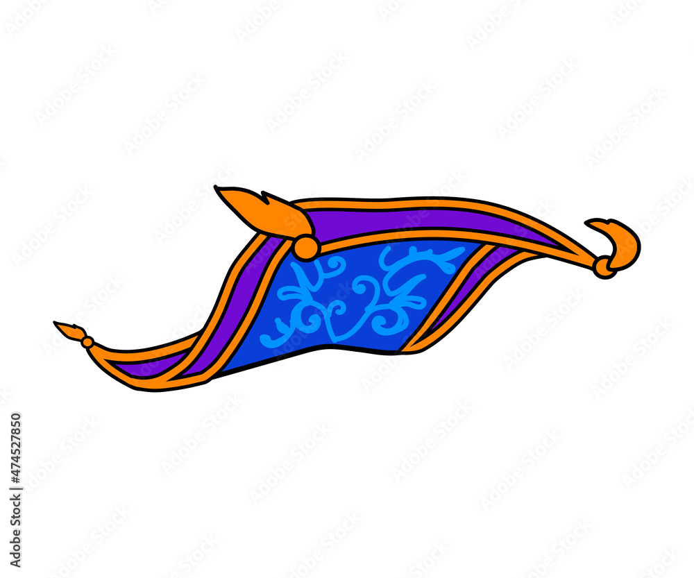 Magic flying carpet. Cartoon character. Vector illustration. Stock ...
