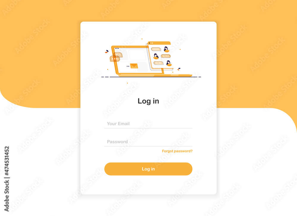 Vetor de Login banner template. Landing page for website. Social media ...