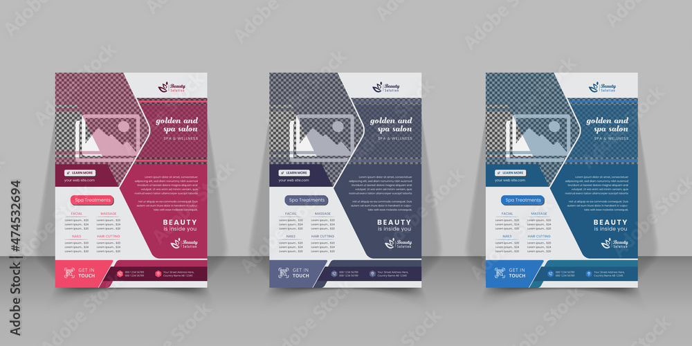 Beauty and spa salon flyer template Design, A4 size vector beauty and ...