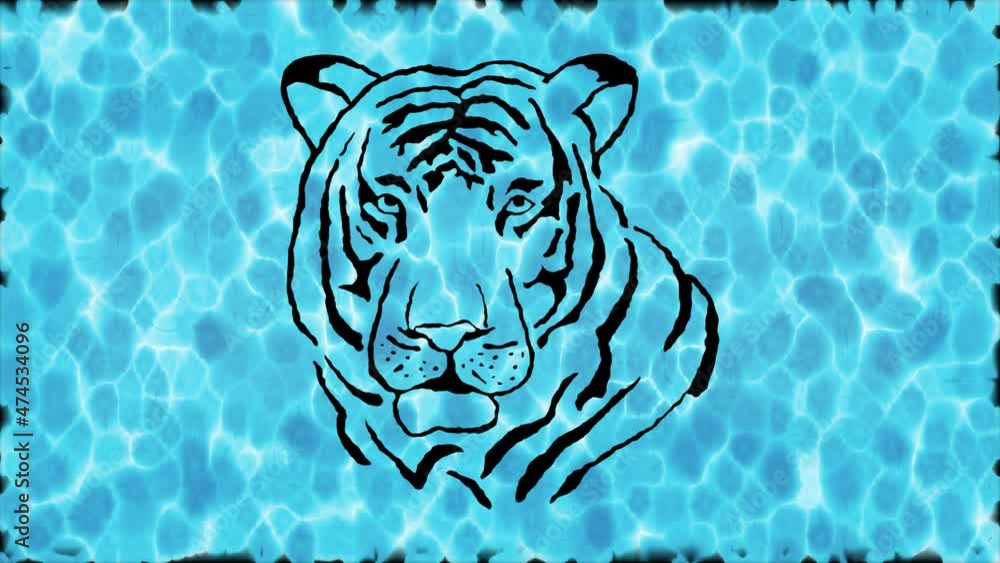 Water Tiger - Symbol of 2022 - Water and Tiger Animation vídeo de Stock ...