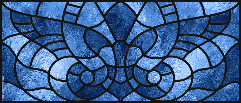 Blue stained glass window. Abstract stained-glass background. Art ...